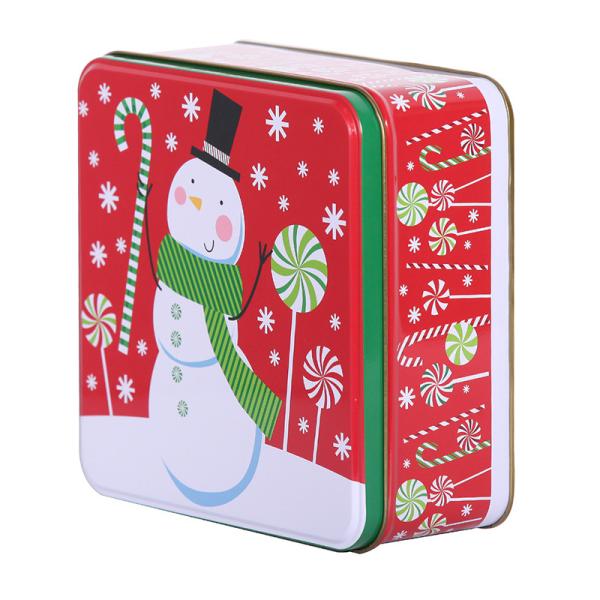 Quality Custom Square Cookie Tins Holiday Metal Tin Container with PVC Clear Window for sale
