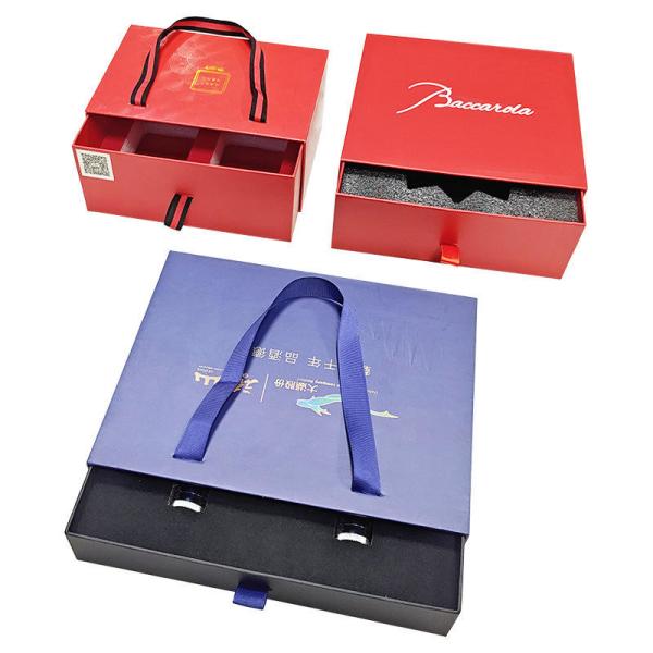 Quality Paper Cardboard Rigid Gift Box Luxury Wine Bottle Packaging Box Sliding Drawer for sale