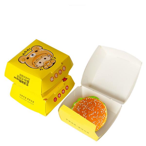 Quality Customized Logo Printed Food Grade Burger Box Container made of Cardboard Paper for sale