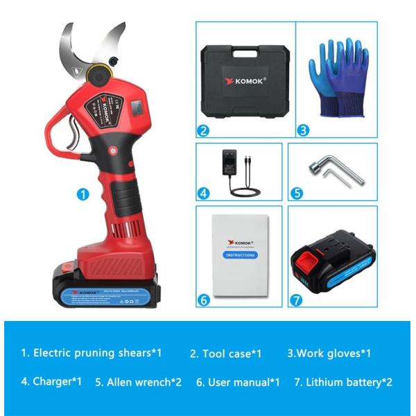 Quality KOMOK 21V Battery Power Shears , Electric Garden Scissors For Precision Trimming for sale