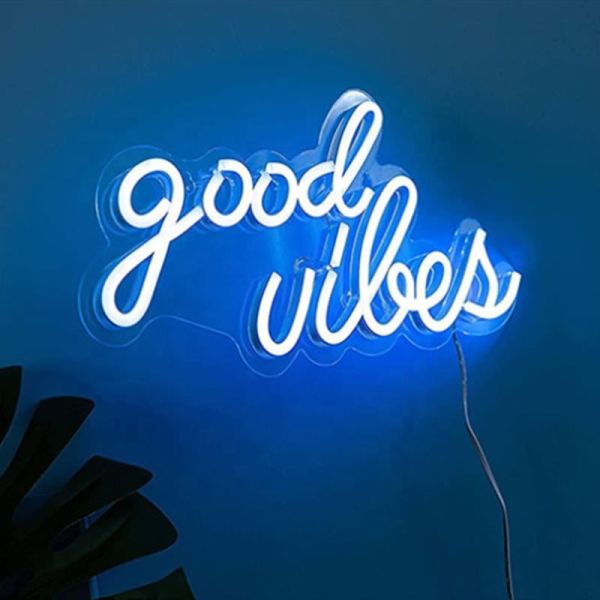 Quality Power Consumption 0 Good Vibes Neon Sign LED Neon Lights for Bedroom 16.1 x 8.3 for sale