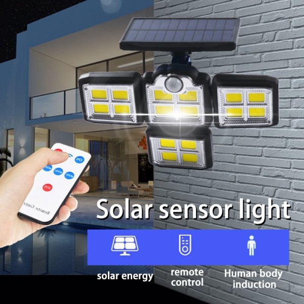 Quality Wall Mount Solar Garage Four Heads Led Motion Sensor Security Light for sale
