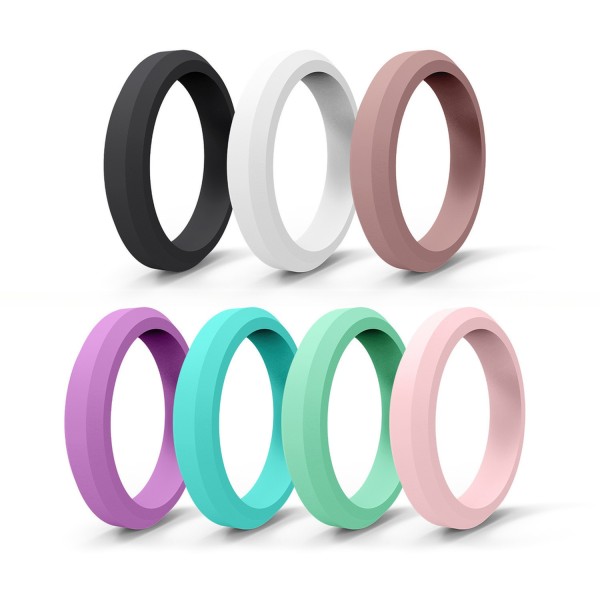 Quality Third Party Appraisal Women's Silicone Wedding Band 4mm Beveled Edges Breathable for sale