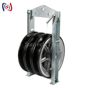 Quality Aluminum Sheaves Neoprene Lined Conductor Stringing Pulley Block for sale