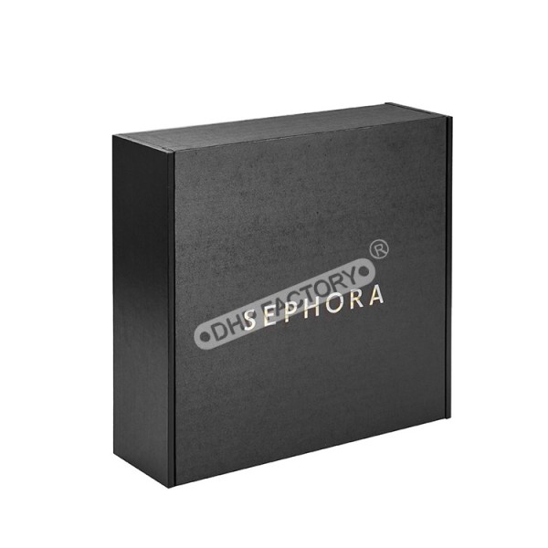 Quality Matte Black Rigid Gift Box Lamination Rigid Paper Boxes With Gold Foil Logo for sale