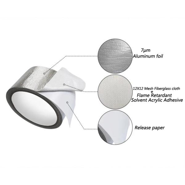 Quality Utility Grade Aluminum Tape Waterproof Flame Retardant HVAC Foil Fiberglass for sale