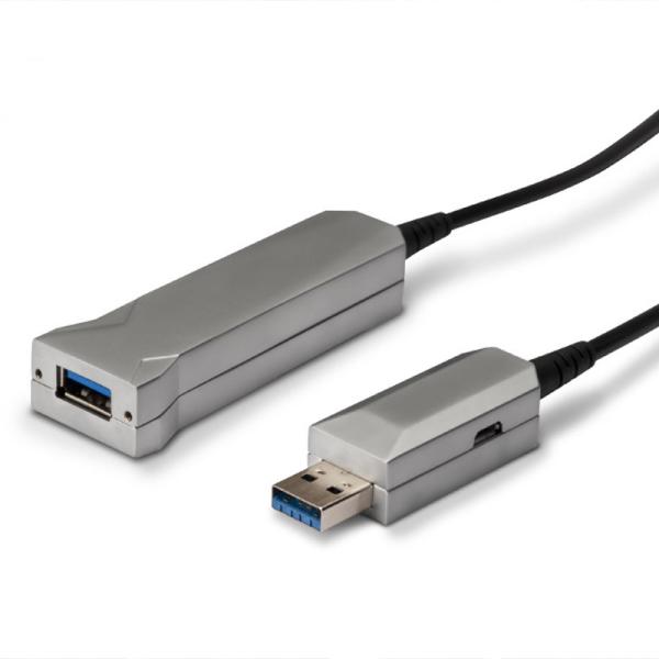 Quality 5Gbps USB3.0 AOC USB Active Optical Cable With Power Supply TPU Black Jacket for sale