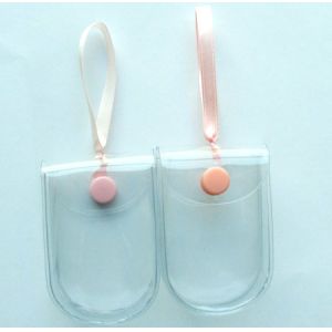 Quality ISO14001 Small Clear Makeup Pouch , 0.25mm 7P Clear Button Bag PVC for sale