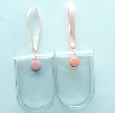 Quality ISO14001 Small Clear Makeup Pouch , 0.25mm 7P Clear Button Bag PVC for sale