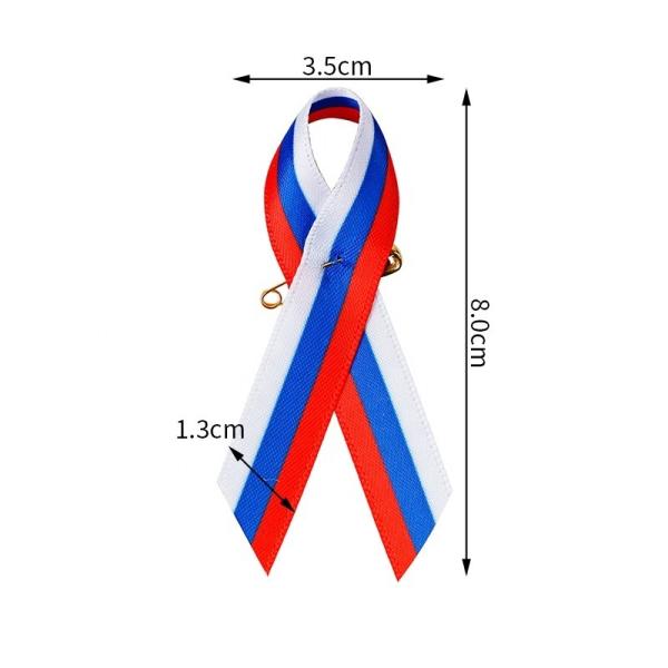 Quality Customized MSD Love Peace Ribbon Awareness Ribbon with Russian Flag Print and Safety Pin for sale