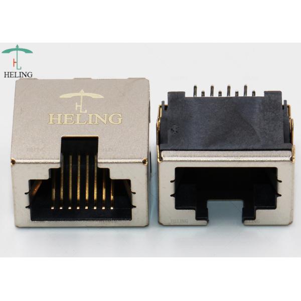 Quality Female Low Profile RJ45 Connector R / A Offset / Overhangs PCB Thru - Hole for sale