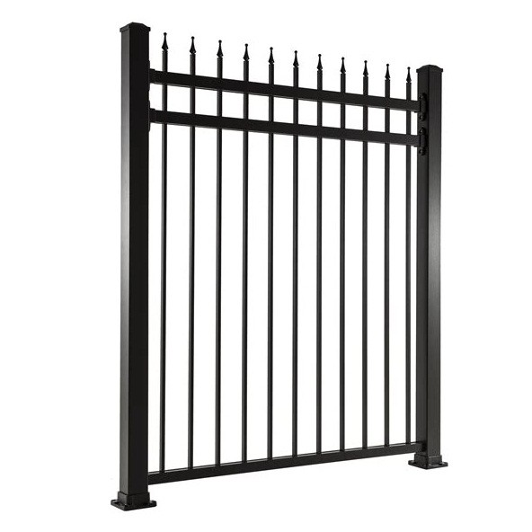 Quality Industrial Metal Black Iron Garden Fence Panel Outdoor Rail Galvanized Steel Picket Fence Panel For Country for sale