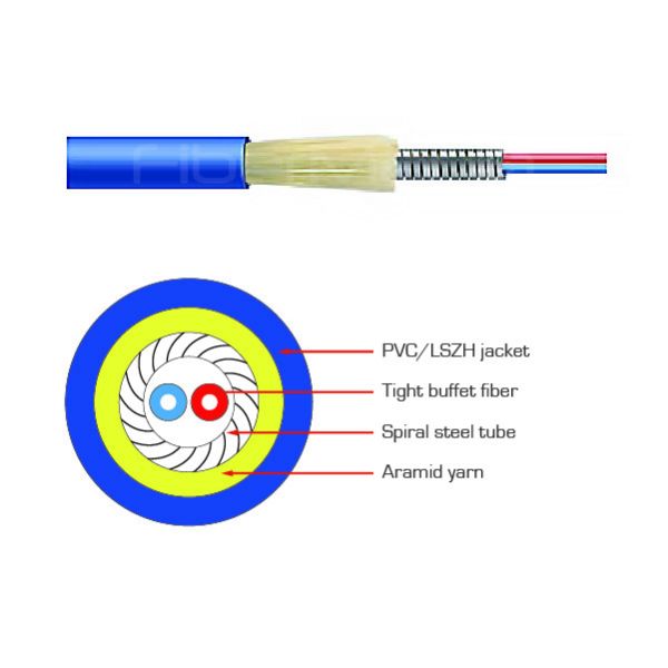 Quality Indoor Optical Fiber Cables Unitube Fiber Optic Cable Duplex Armored for sale