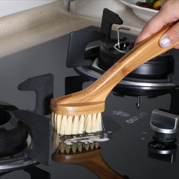 Quality All Natural Pan Dish Stocked Bamboo Kitchen Brush Set Wood for sale