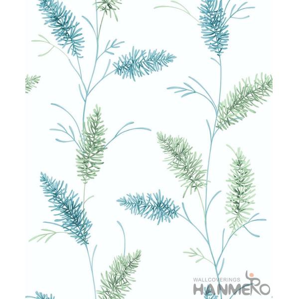 Quality Natural Green Plants Pattern Suede Wallpaper Fashion Wallcovering Distributors for sale