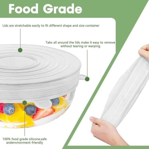 Quality Reusable Silicone Lids Set Stretchable Food Storage Covers for sale