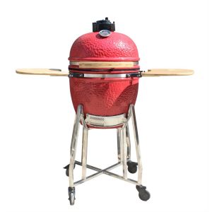 Quality 44cm Ceramic Kamado Grill 17 Inch Royal Red Color Kitchenware for sale