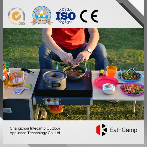 Quality Solid Wood Foldable Picnic Table , Aluminum Alloy Camping Cooking Table for sale