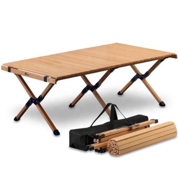 Quality Outdoor Solid Wood Egg Roll Picnic Dining Table for Easy Assembly and Cleaning for sale