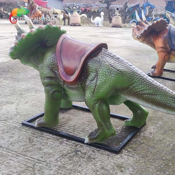 Quality Interactive Fiberglass Triceratops Ride-On: Child-Friendly Dinosaur Sculpture for sale