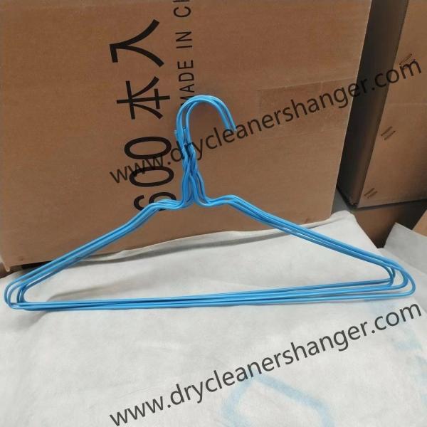 Quality Disposable 16 Inch Plastic Coated Wire Hanger Blue Color Customized Diameter for sale
