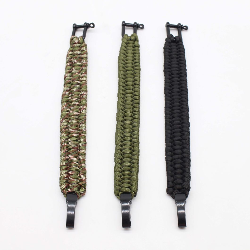 Outdoor Adjustable Paracord Survival Bracelet Metal Button Braided Wristband