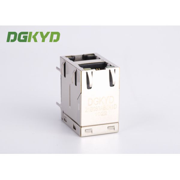 Quality 10/100 BASE 2x1 offset magnetic Network Connector, stacked rj45 modular jack for sale