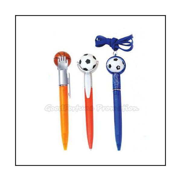 Quality Custom Logo Basketball Football Shape Ballpoint Pen With Lanyard For Sports Event for sale
