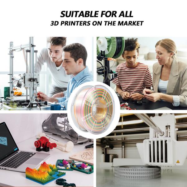 Quality Strong Toughness 3D Printer Silk Rainbow Color 1.75mm PLA Filament for sale
