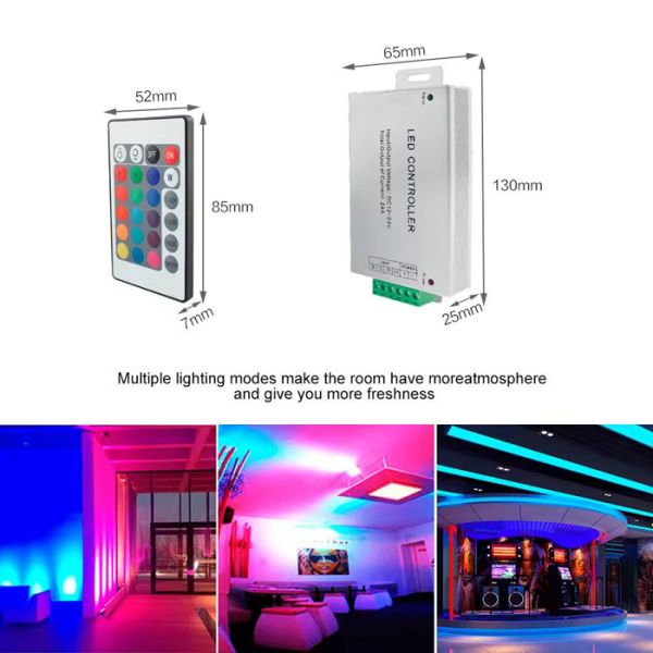 Quality Dc Input Port Rgb Led Controller Controlled By 24Key Remote Control Unit for sale