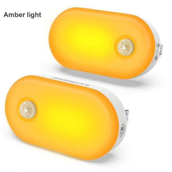 Quality 0.3W 500mAh Amber Plug In Smart Motion Sensor Night Light With Adjustable for sale