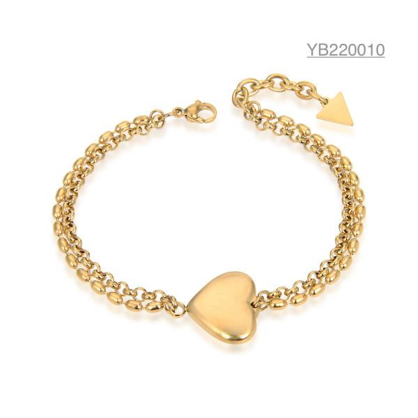 Quality Niche Luxury Brand Jewelry 24k Gold Heart shape Bracelet Valentine's Day present for sale