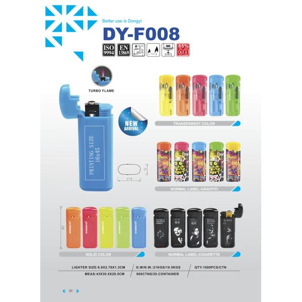 Quality EUR Standard Disposable Windproof Gas Lighter Dy-F008 Customization Customized for sale