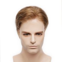 Quality Light Brown Heavy Density Stock Hair System 8x10 Lace Base Mens Toupee for sale