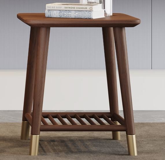 Quality Home Solid Wood Square Side Table Furniture 500*500mm With 2 Shelves for sale