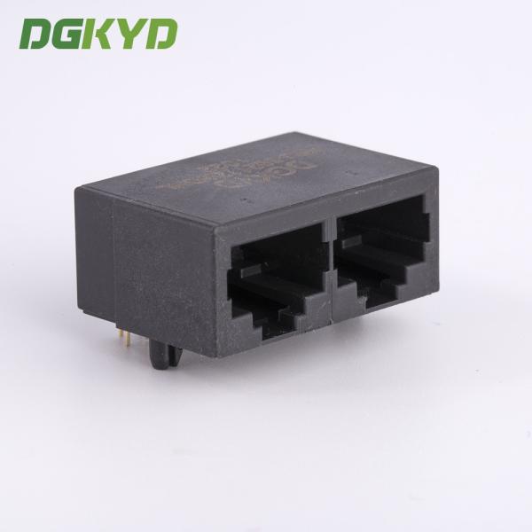 Quality 21.3mm Side Entry Tap Down 2 Port RJ45 Modular Jack Without Transformer for sale
