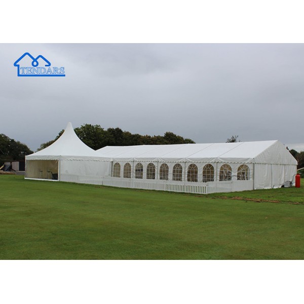 Quality Clear-Span Family Party Marquee Tents Reinforced Alloy Frame Fire-Retardant PVC Extended Canopy Structure for sale