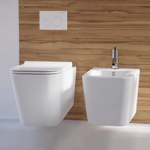 Quality Adjustable Height Rimless Flushing Wall Hung Toilet Bowl Glossy White for sale