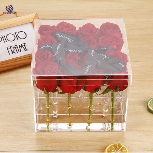Quality Home Organization Flower Rose Acrylic Storage Box Easy Clean Customized Thickness for sale