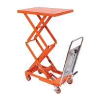 Quality 1260mm Small Manual Scissor Lift Platform Double Scissors Load Goods for sale