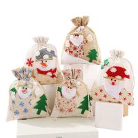 Quality OEM/ODM Accepted Canvas Santa Cookie Bag for Christmas Ship Knitted Burlap Gifts for sale