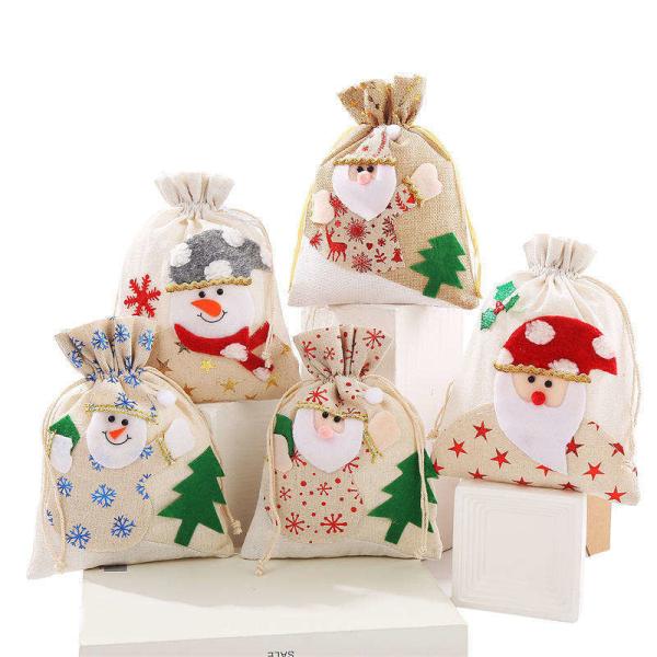 Quality OEM/ODM Accepted Canvas Santa Cookie Bag for Christmas Ship Knitted Burlap Gifts Bags for sale