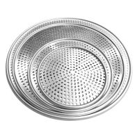 Quality commercial 10 inch pizza bandeja para hornear punch pizza tray moldes para pizzas silver pan with holes for sale