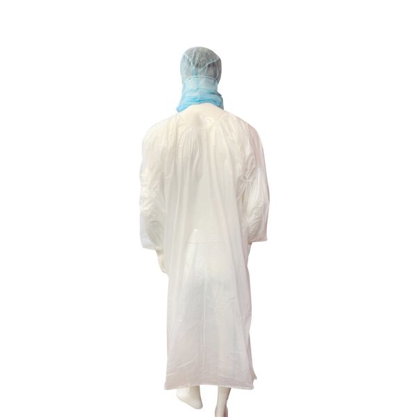 Quality Machine Made Waterproof Long Sleeves Disposable PE Work Gown With Roll Packaging for sale
