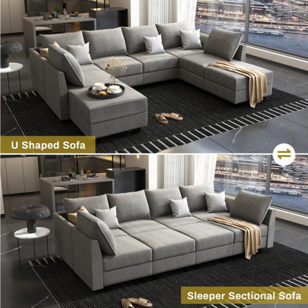 Quality U Shaped Modular Sectional Sofa Multiscene Anti Scratch Modern Style for sale