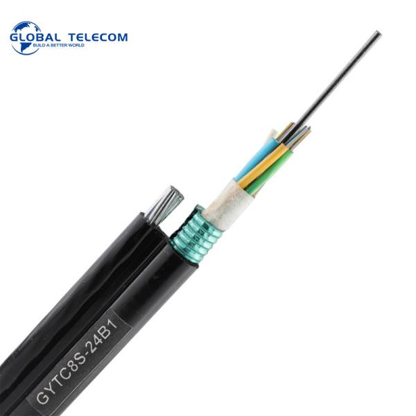 Quality ftth outdoor armored fiber optic cable single mode GYTC8S cable for sale
