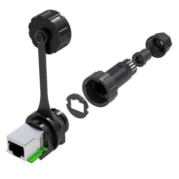 Quality 10 pin F/F Straight Through RJ48 Waterproof Coupler Shield 180 Degrees Panel for sale