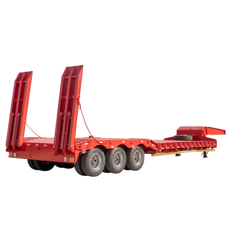 Hydraulic Steering 3 Axles Lowbed Semi Trailer for Sale
