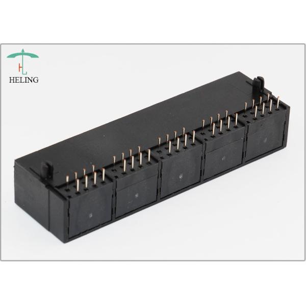 Quality Black Housing Modular Jack 1 x 5 Ports RJ45 Multiport Connector For PC for sale