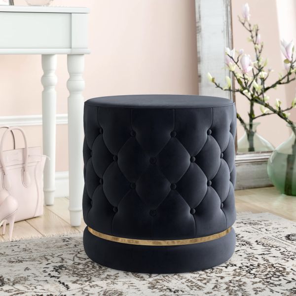 Quality Plastic Wooden Round Ottoman Stool Seat Chair Pouf for sale